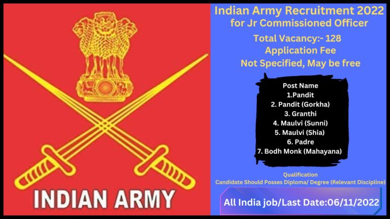 Indian Army Recruitment 2022 – for Jr Commissioned Officer 128 Posts ...